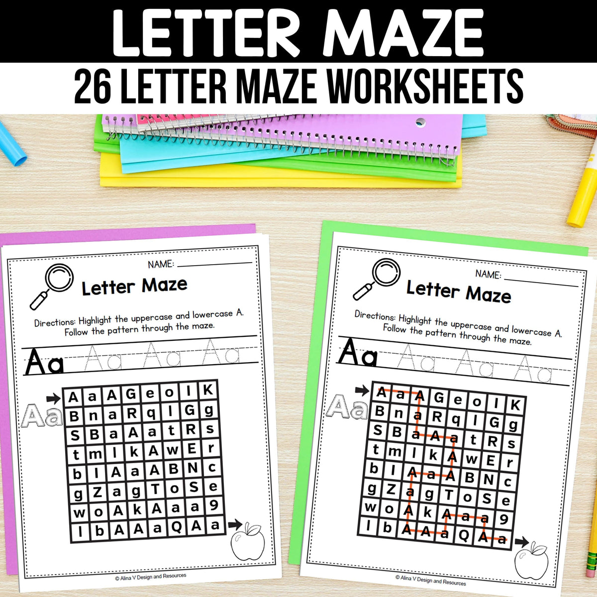 Alphabet Letter Maze Worksheets – My Nerdy Teacher