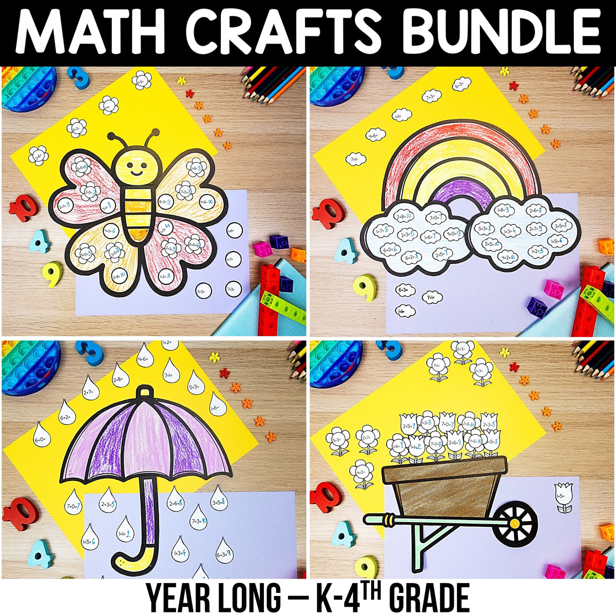 Math Crafts YEAR-LONG MEGA BUNDLE K-4th Grade – My Nerdy Teacher