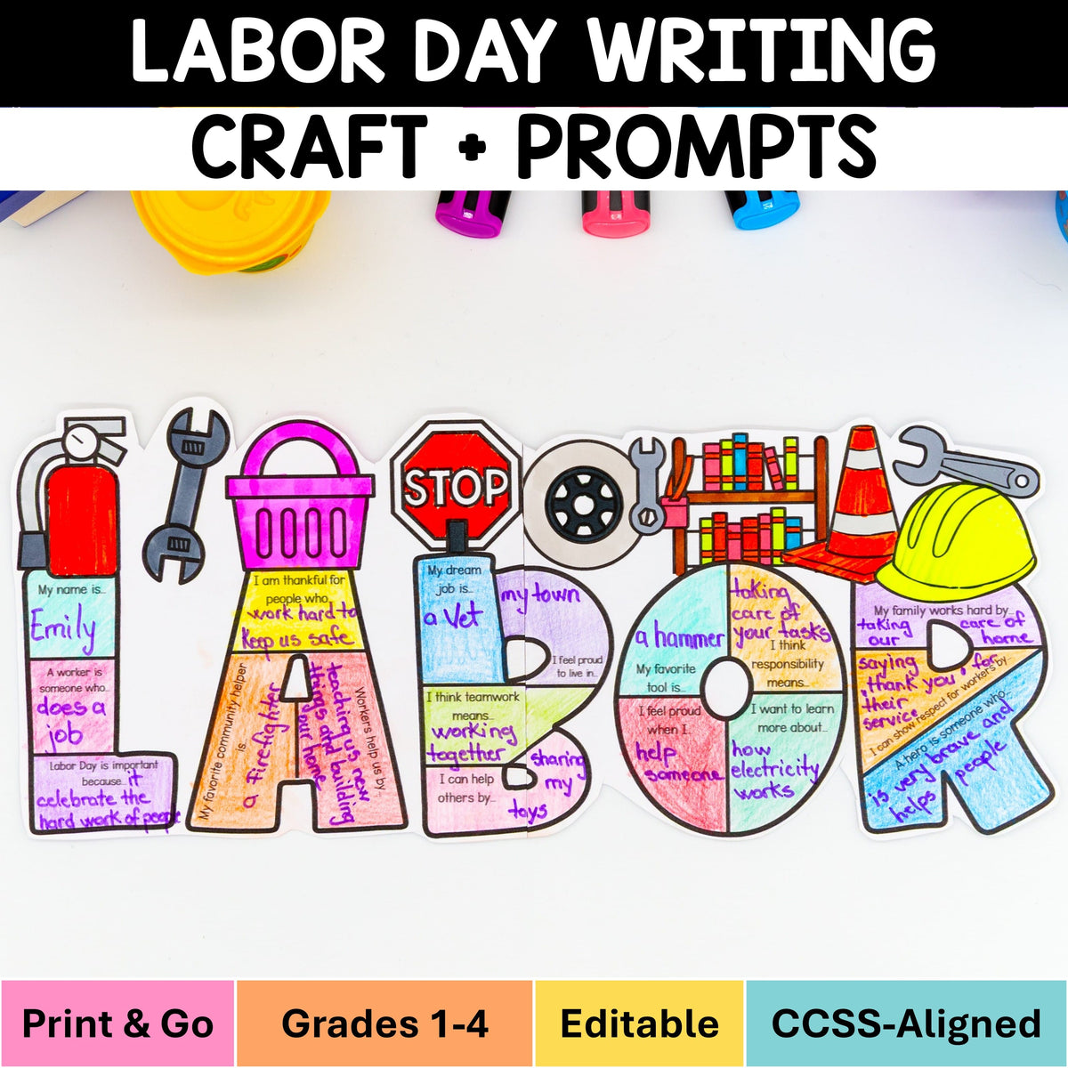 Labor Day Writing Craft Writing Prompts and Bulletin Board – My Nerdy ...