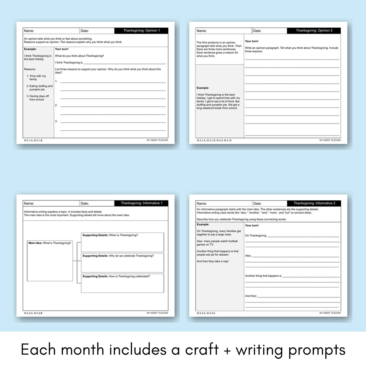 Thnaksgiving Writing Craft Writing Prompts and Bulletin Board – My ...