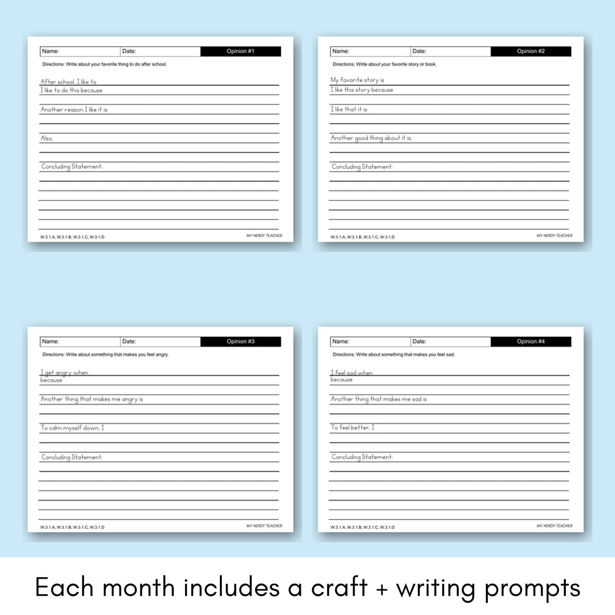 3rd Grade Writing Craft Writing Prompts and Bulletin Board – My Nerdy ...