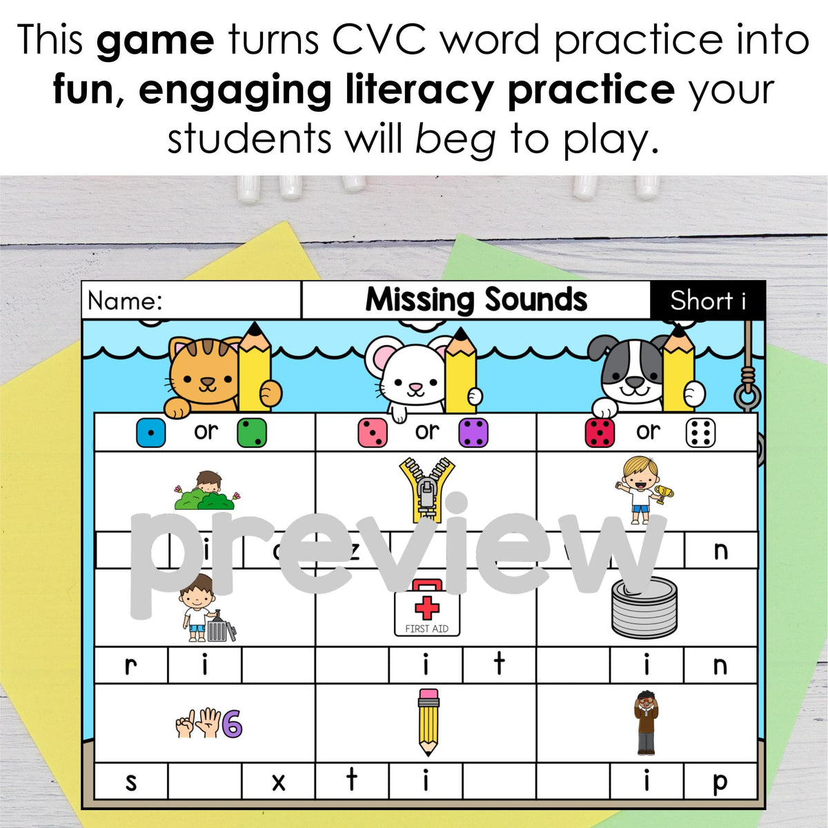 G19 Missing Sounds CVC Word Center – My Nerdy Teacher