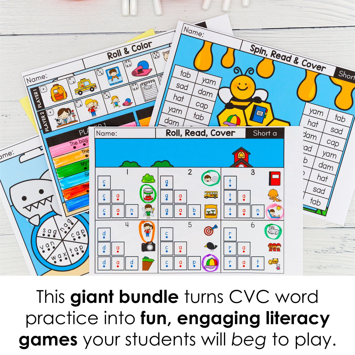 360 CVC Word Games - No Prep Literacy Centers BUNDLE – My Nerdy Teacher