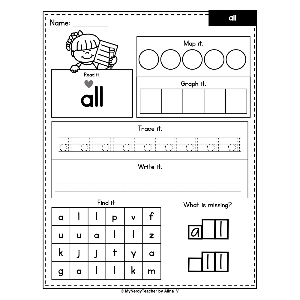 Sight Words Practice Worksheets - Heart Words - SOR Aligned - Set 1 ...