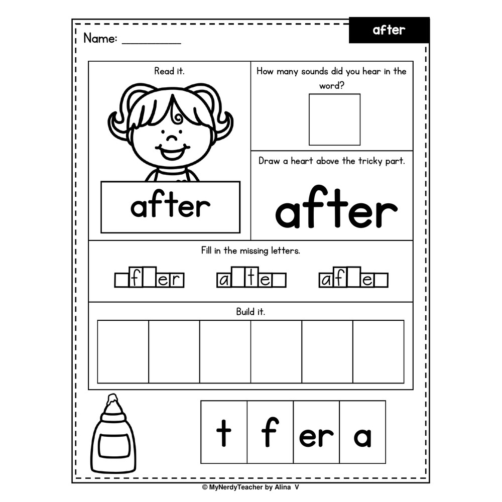 Sight Words Practice Worksheets - Heart Words - SOR Aligned - Set 2 ...