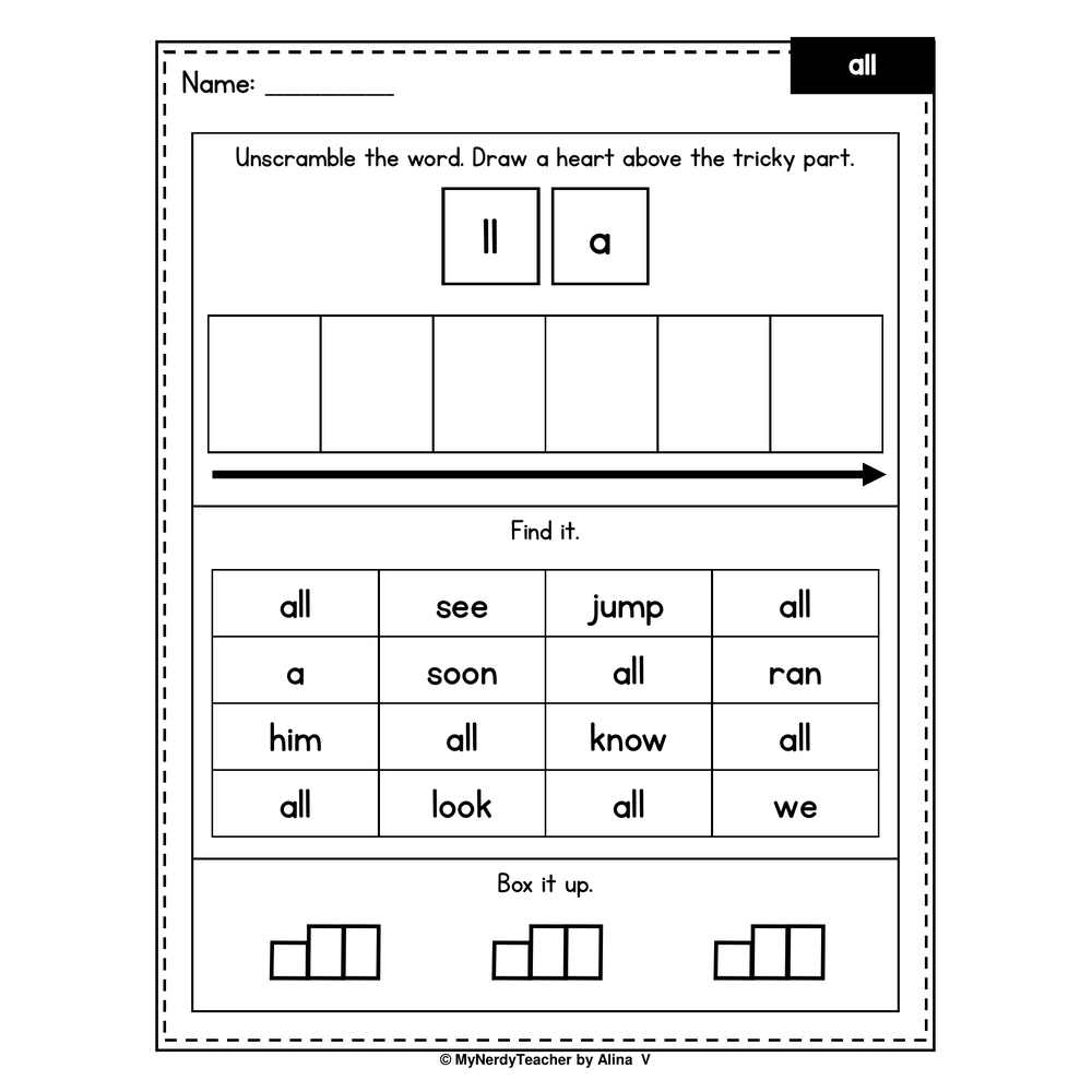 Sight Words Practice Worksheets - Heart Words - SOR Aligned - Set 4 ...