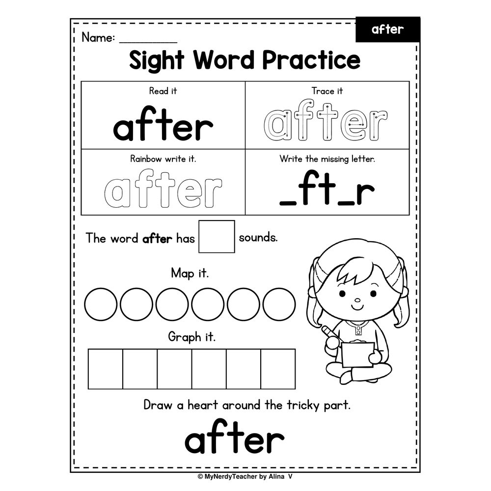 Sight Words Practice Worksheets - Heart Words - SOR Aligned - Set 5 ...