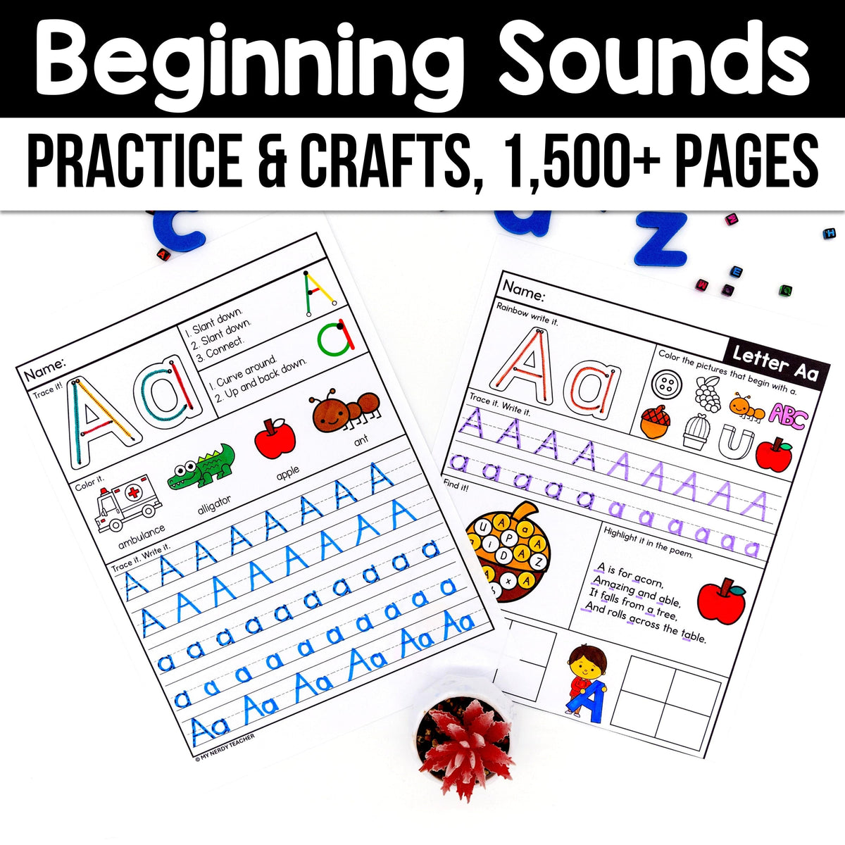 Alphabet Beginning Sounds Worksheets & Crafts MEGA BUNDLE – My Nerdy ...