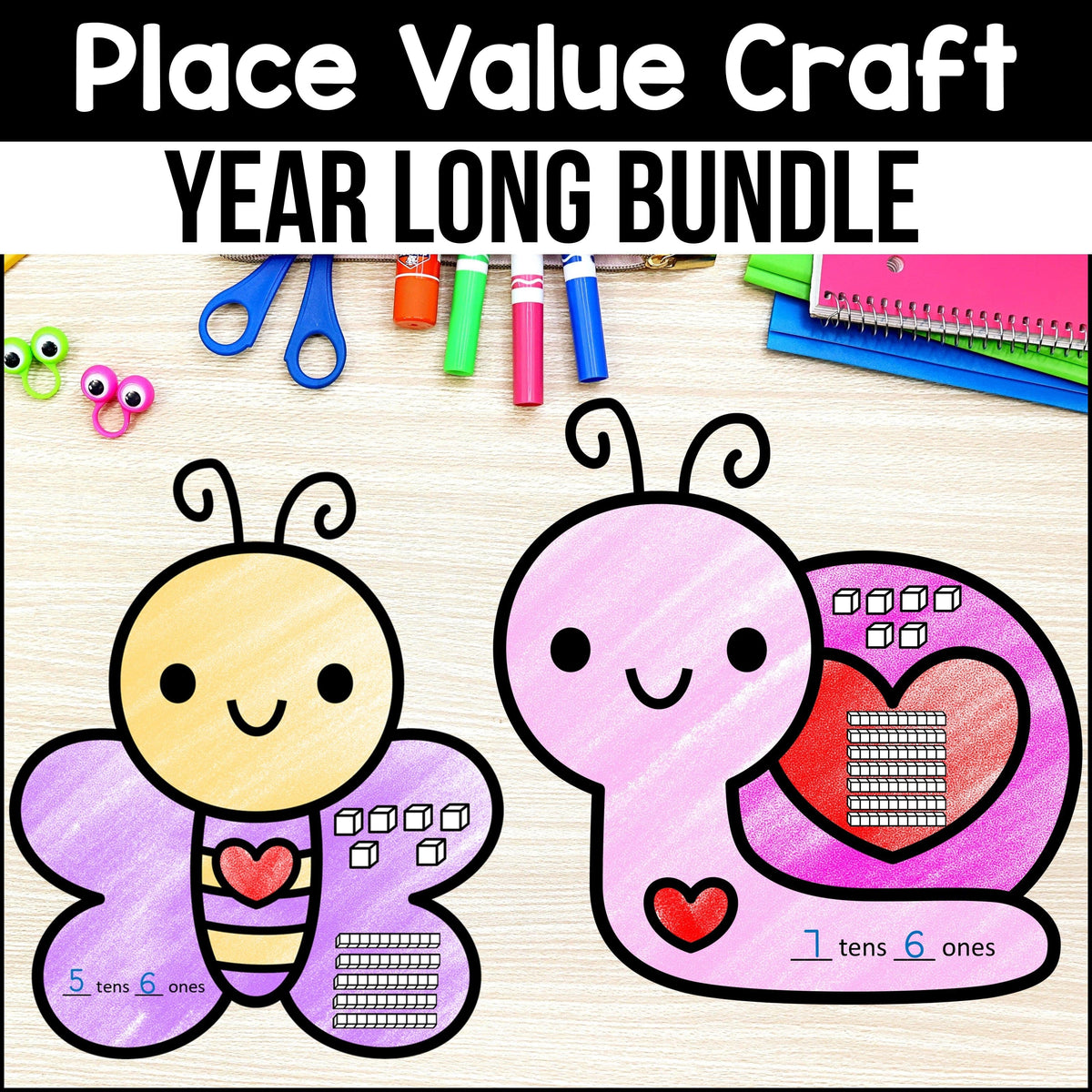 54 Place Value Crafts + Bulletin Boards YEAR LONG BUNDLE – My Nerdy Teacher