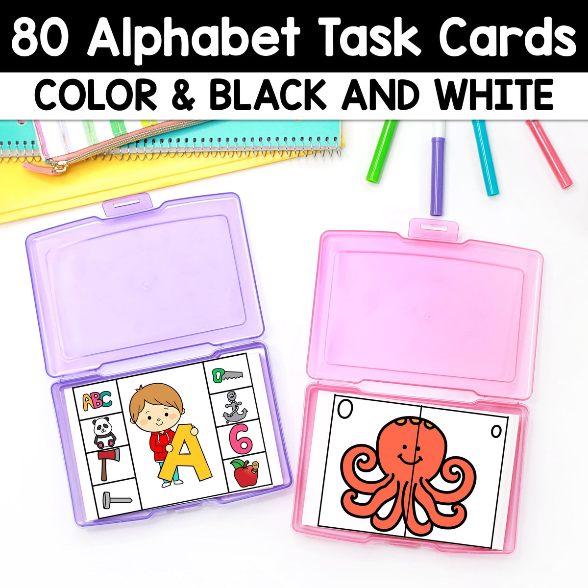 FREE 80 Alphabet Task Cards Centers Mega Bundle – My Nerdy Teacher