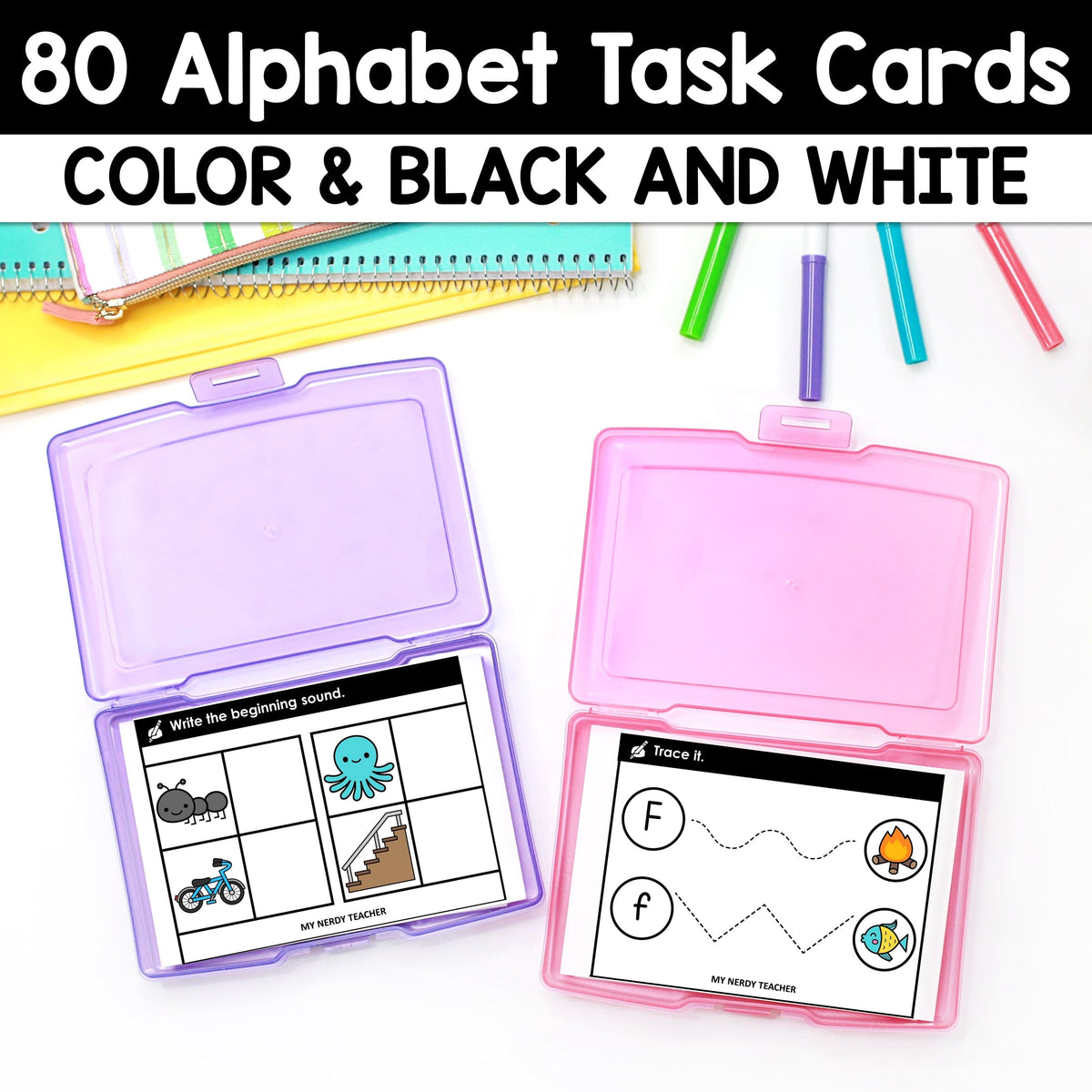 FREE 80 Alphabet Task Cards Centers Mega Bundle – My Nerdy Teacher