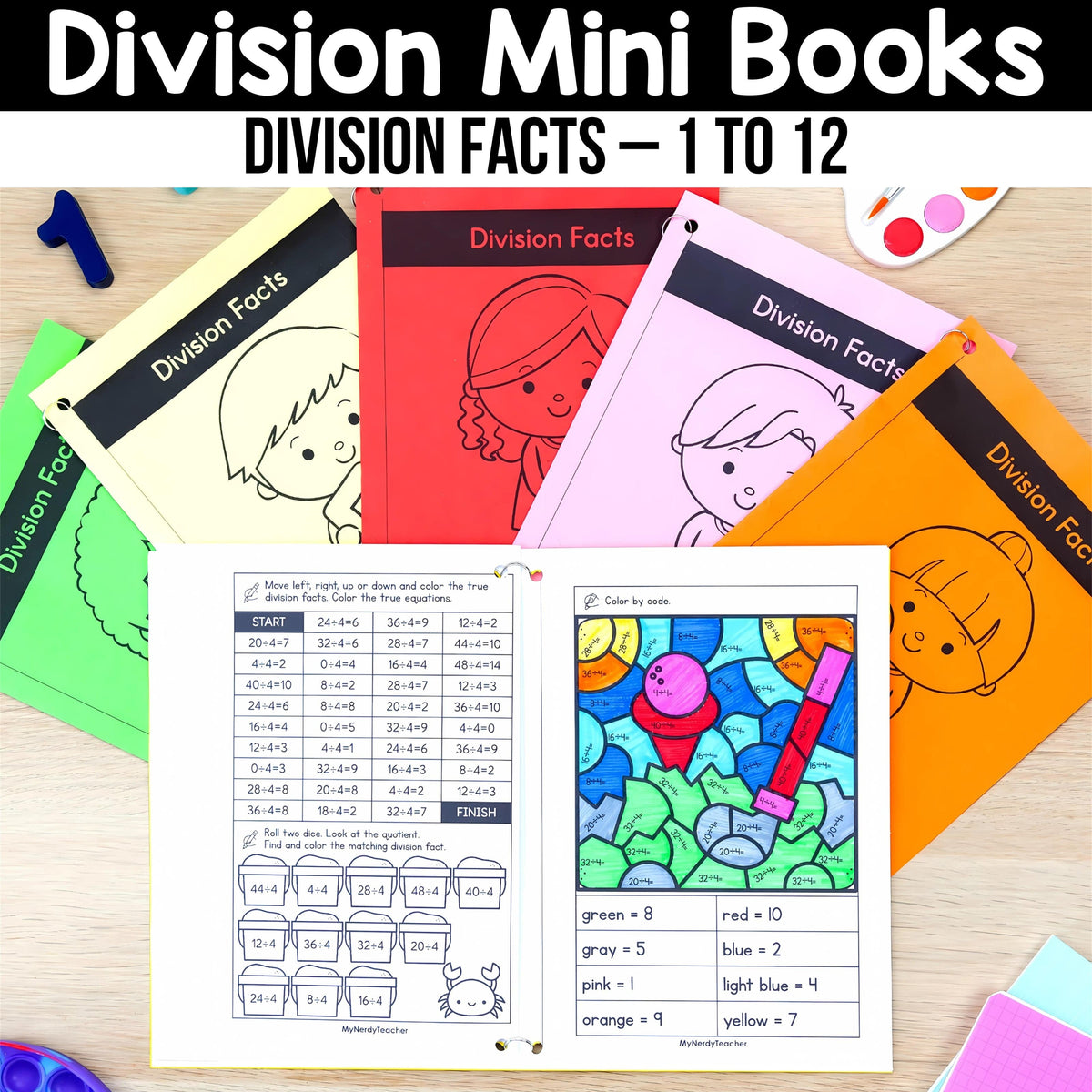 Division Facts Mini Books MEGA BUNDLE Numbers 1 to 12 – My Nerdy Teacher