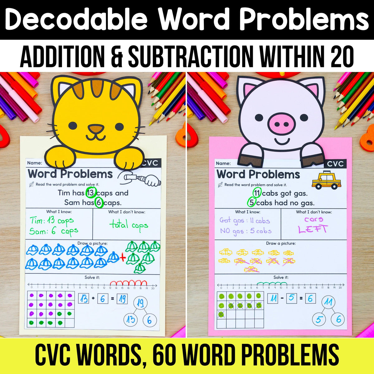 360 Decodable Word Problems MEGA BUNDLE - CVC Words, Blends, Digraphs ...