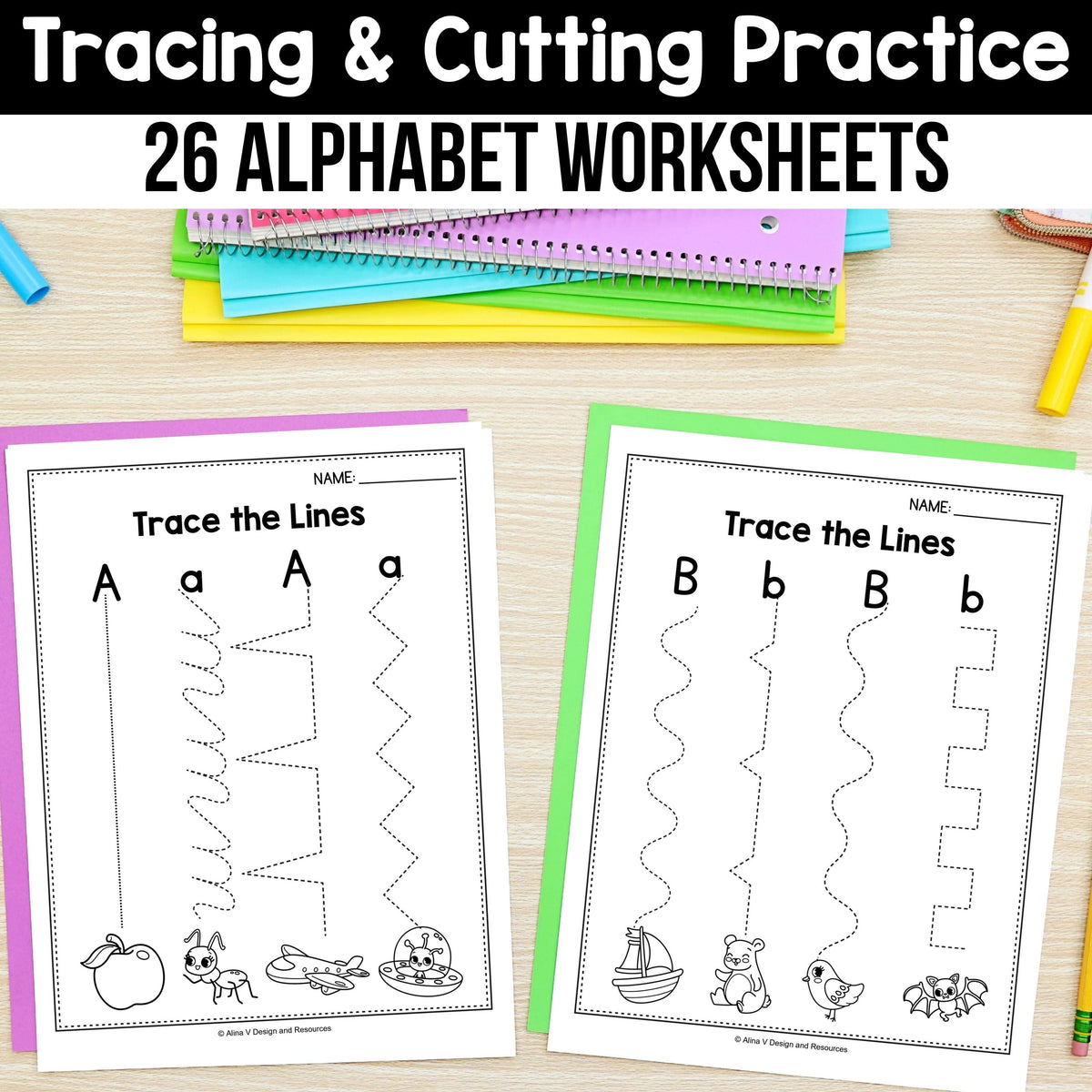 Alphabet Tracing & Cutting Practice Worksheets – My Nerdy Teacher