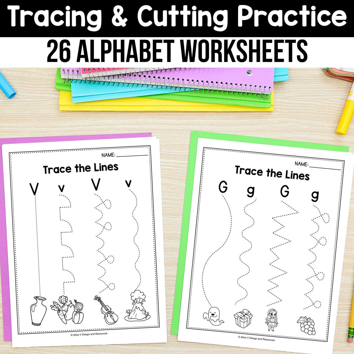 Alphabet Tracing & Cutting Practice Worksheets – My Nerdy Teacher
