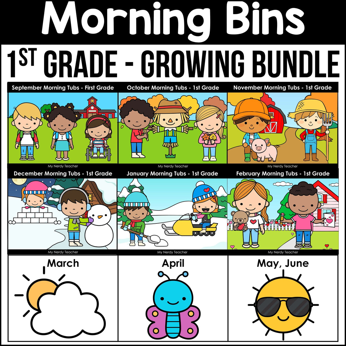 1st Grade Morning Bins - YEAR LONG - GROWING BUNDLE – My Nerdy Teacher