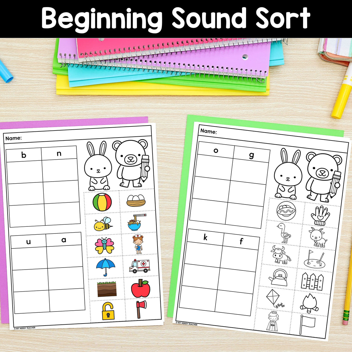 Beginning Sounds Worksheets Sorts – My Nerdy Teacher