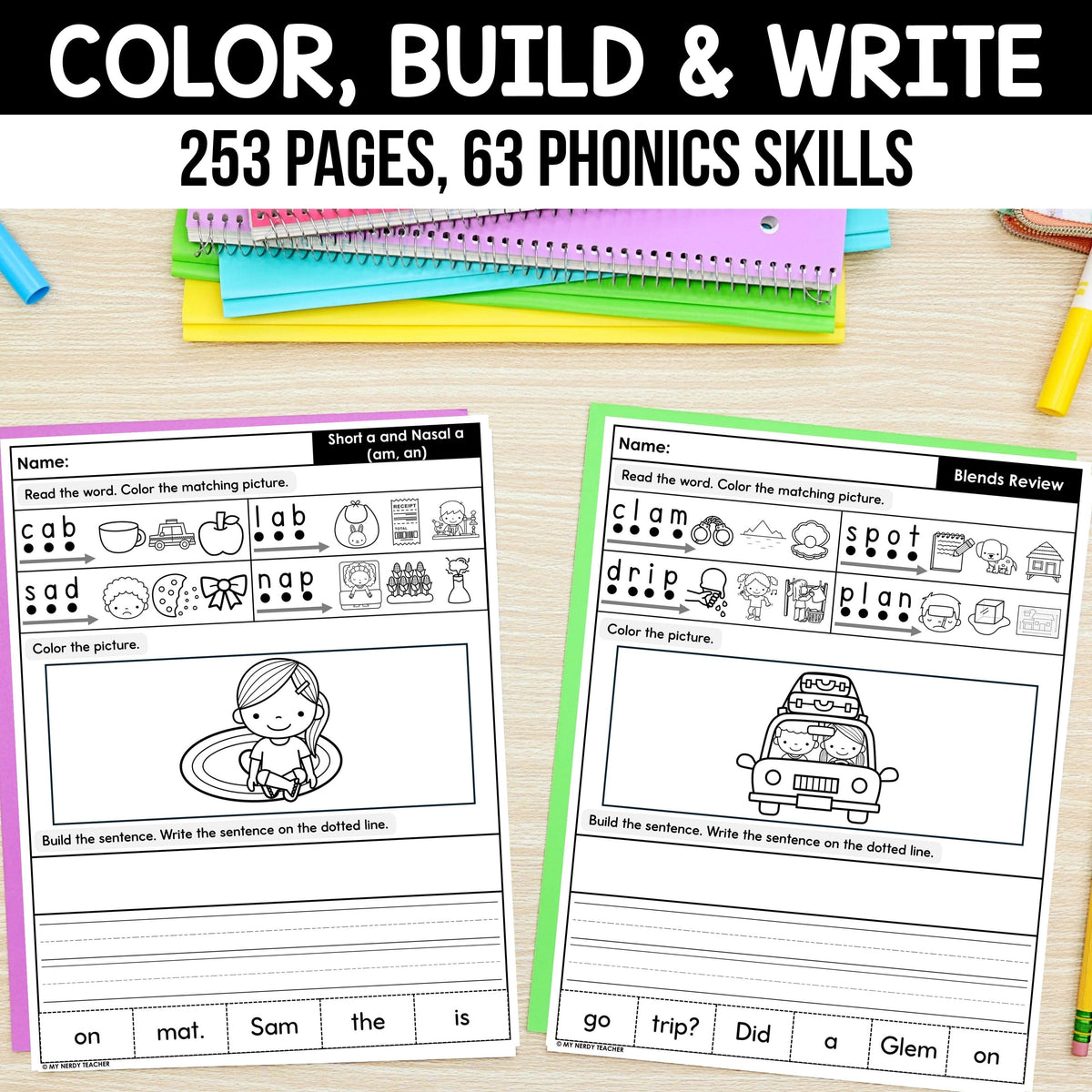 Read, Color, Build & Write Decodable Sentences – My Nerdy Teacher