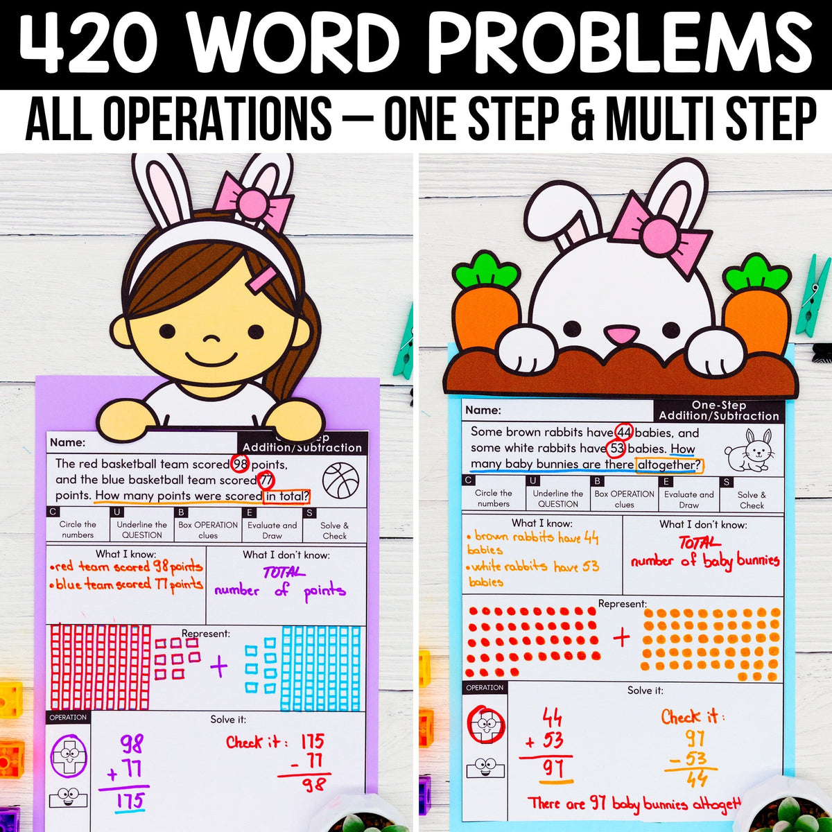 420 Editable Word Problems Year-Long Bundle - One Step & Multi Step, A ...