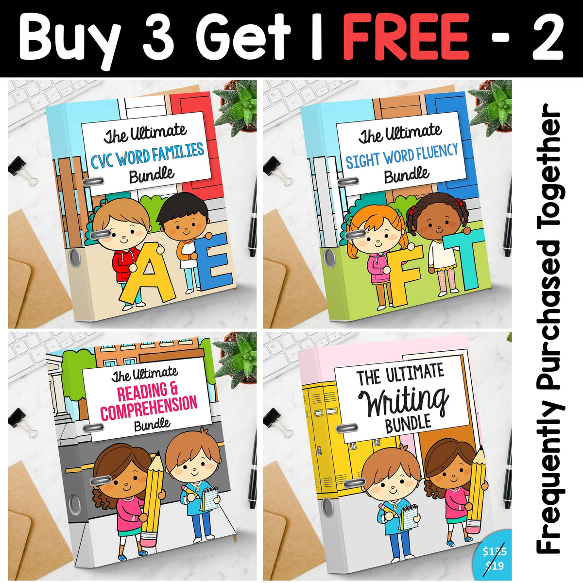 Buy3Get1 FREE B2 - Writing Prompts, Sight Word Fluency, CVC Words, Rea ...