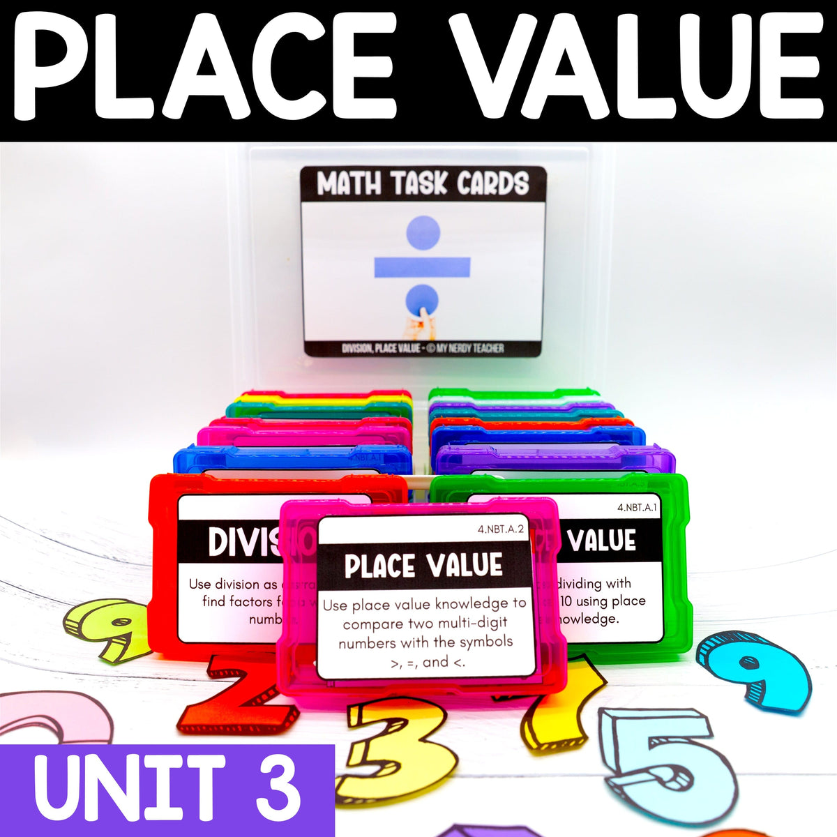 Place Value & Multi-Digit Numbers - 4th Grade Math Task Cards - CCSS A ...