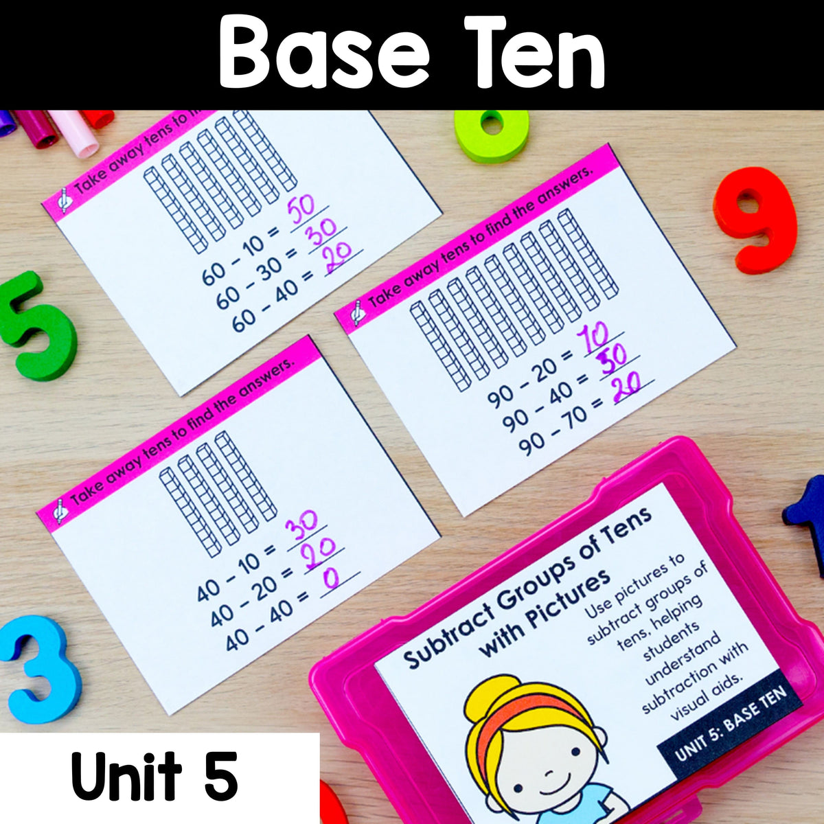 Base Ten - 1st Grade Math Task Cards, Centers, Games - CCSS Aligned ...