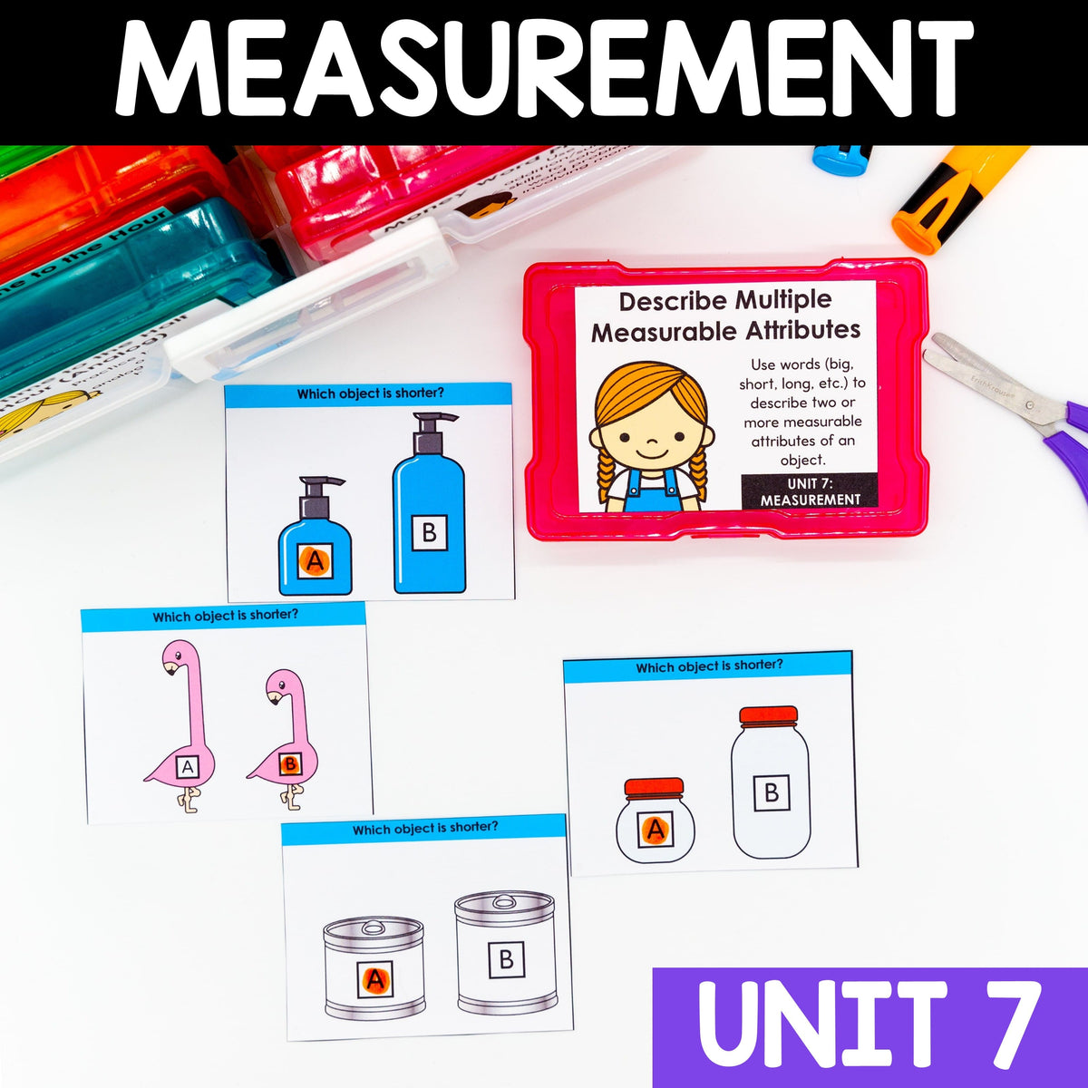 Measurement Kindergarten Math Task Cards - CCSS Aligned – My Nerdy Teacher