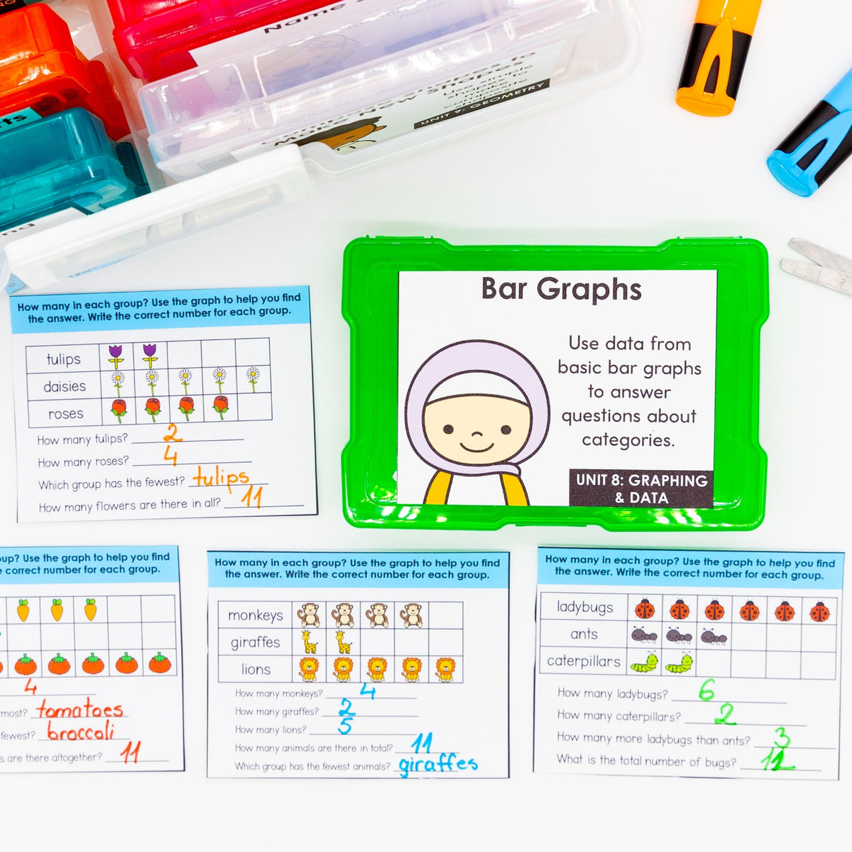 Graphing and Data Kindergarten Math Task Cards - CCSS Aligned – My ...