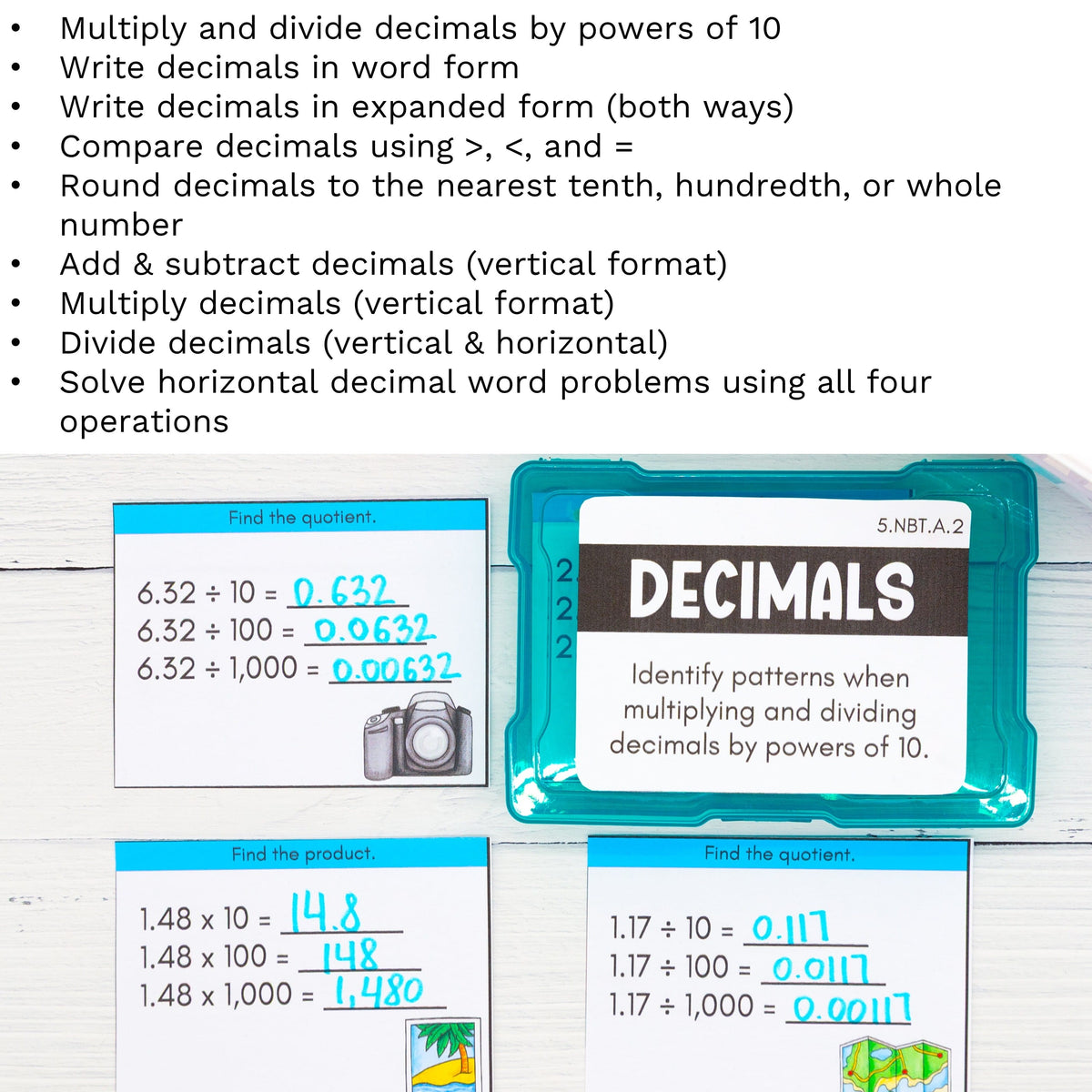 Decimals - 5th Grade Math Task Cards - CCSS Aligned – My Nerdy Teacher