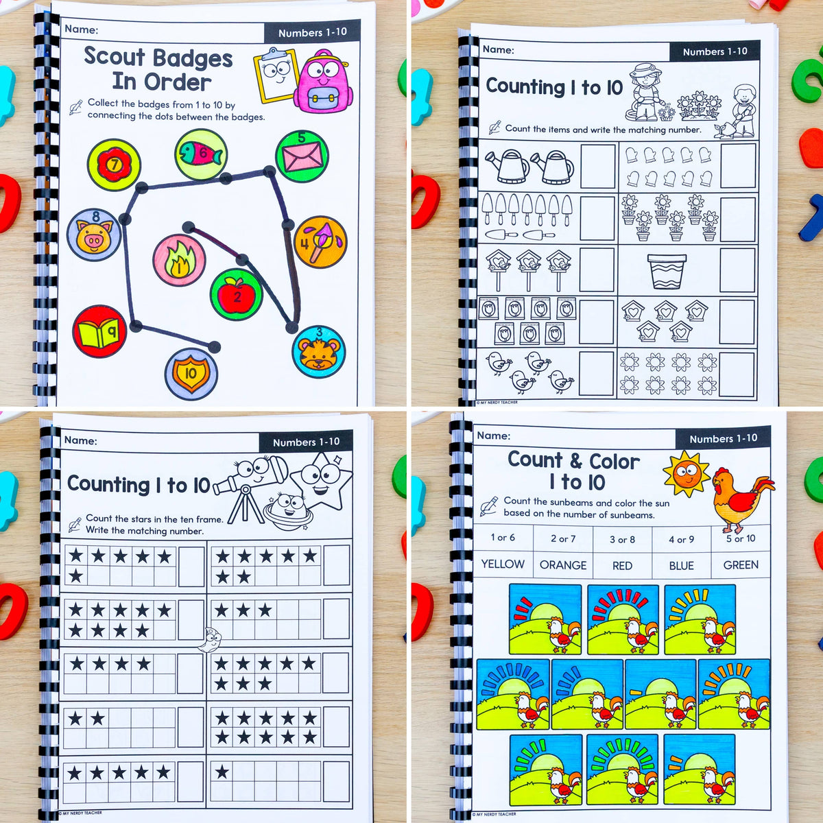 Numbers 1-10 - Kindergarten Math Worksheets – My Nerdy Teacher