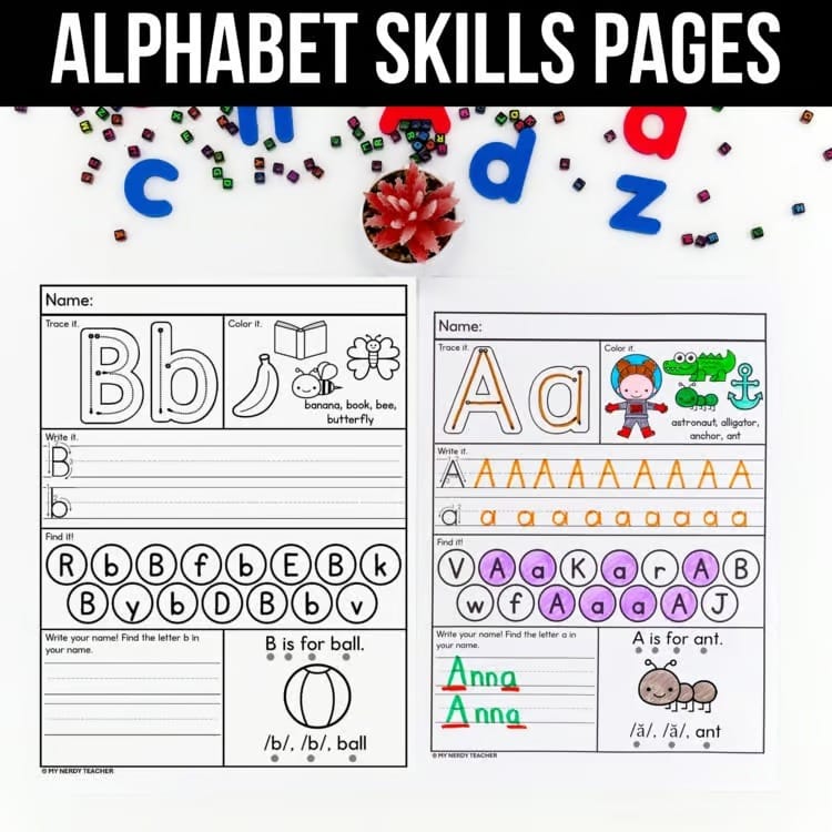 Alphabet Skills Pages A–Z | Trace, Color, Find, Write & Say the Sound ...