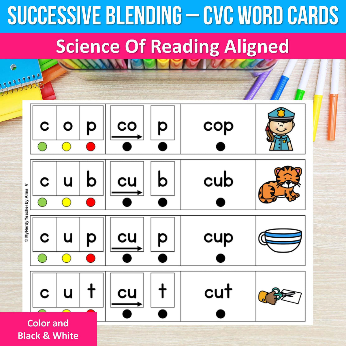 Successive Blending CVC Word Cards - SOR Aligned – My Nerdy Teacher