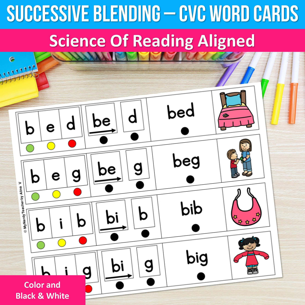 Successive Blending CVC Word Cards - SOR Aligned – My Nerdy Teacher