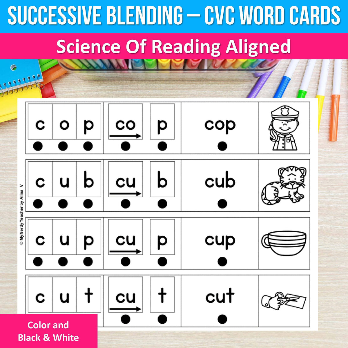 Successive Blending CVC Word Cards - SOR Aligned – My Nerdy Teacher