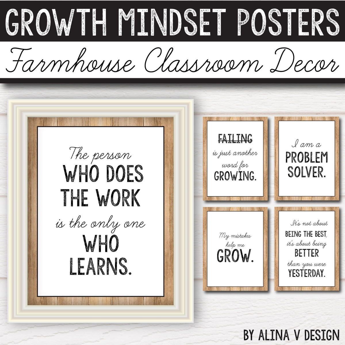 Modern Farmhouse Classroom Decor Growth Mindset Posters – My Nerdy Teacher