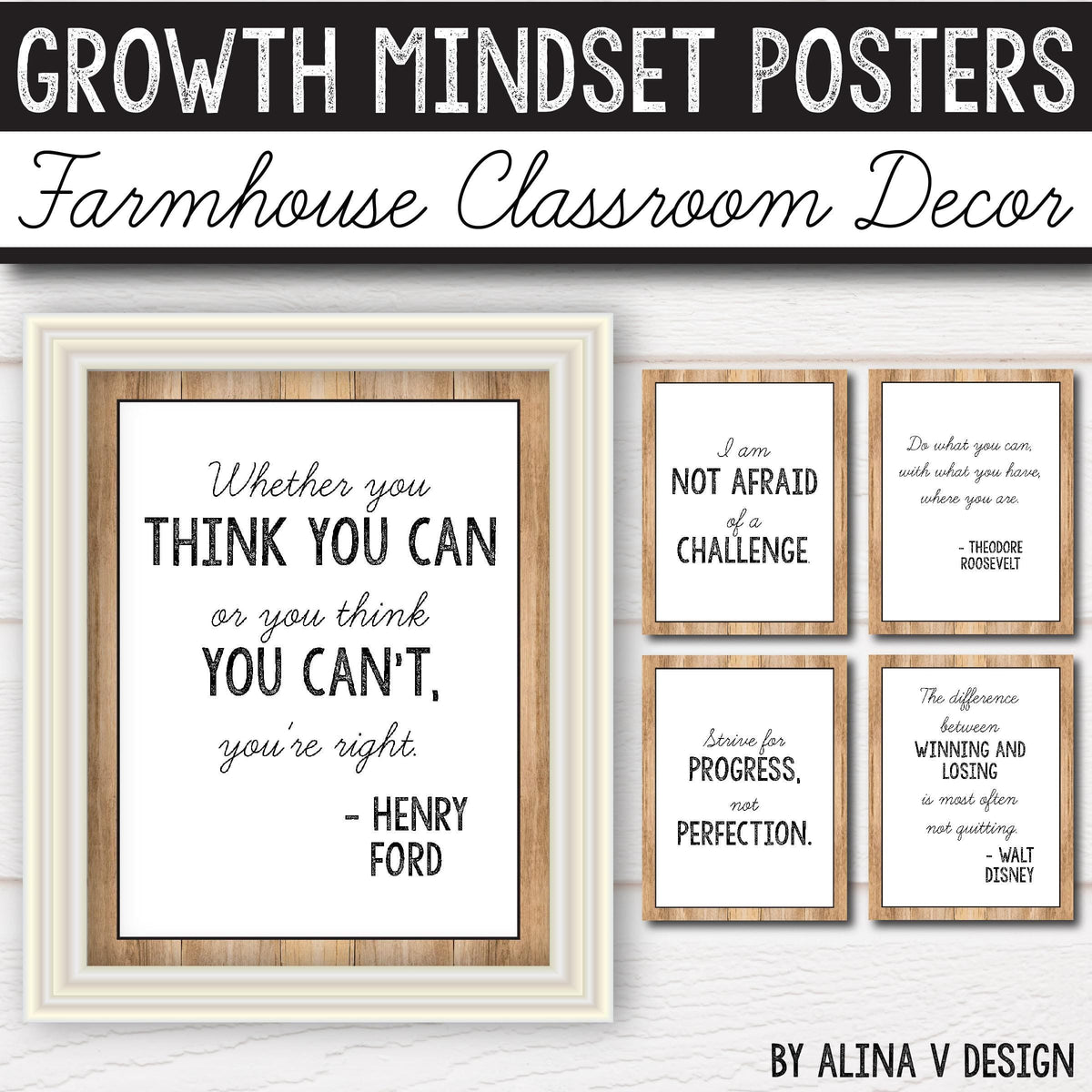 Modern Farmhouse Classroom Decor Growth Mindset Posters – My Nerdy Teacher