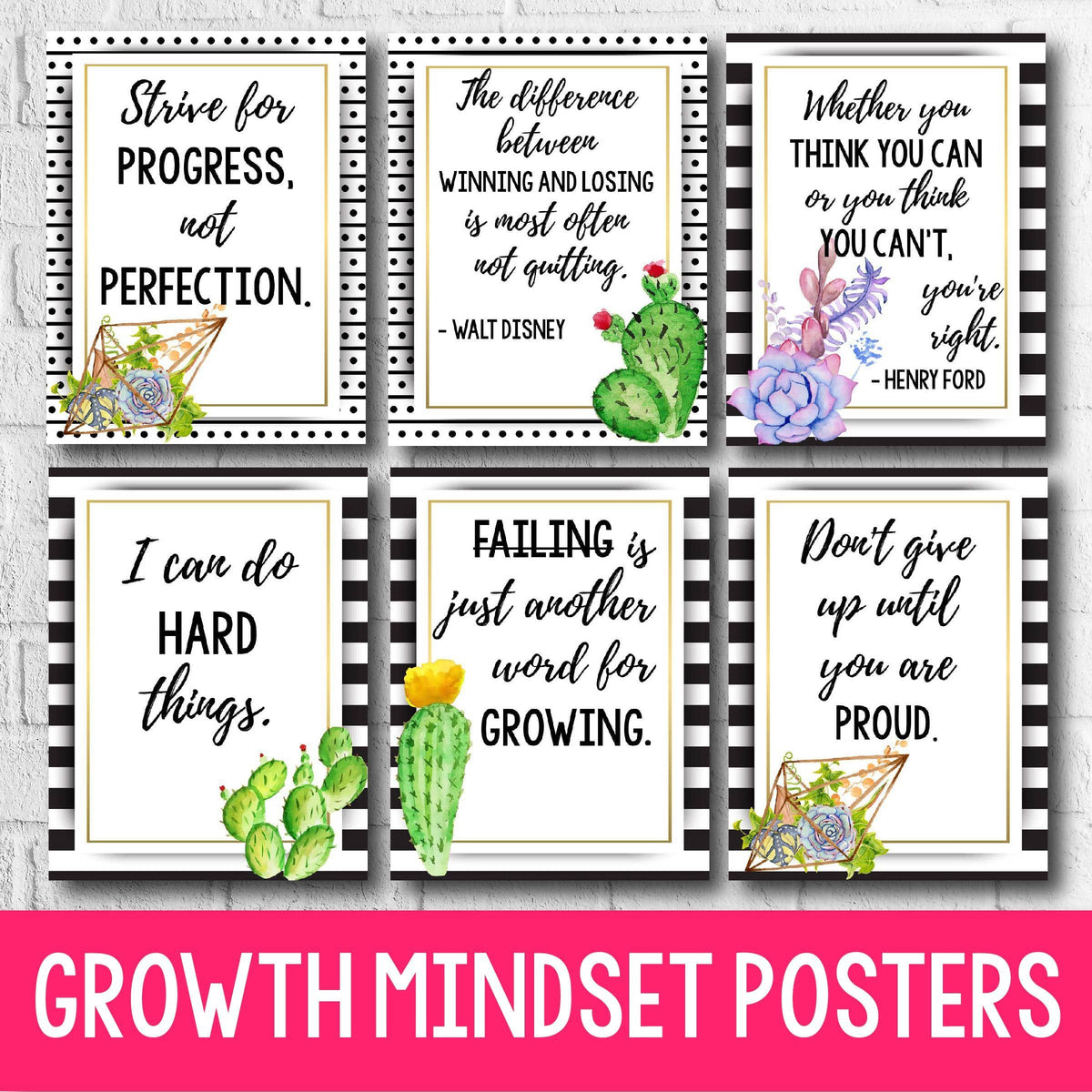 Modern Farmhouse Classroom Decor Growth Mindset Posters – My Nerdy Teacher