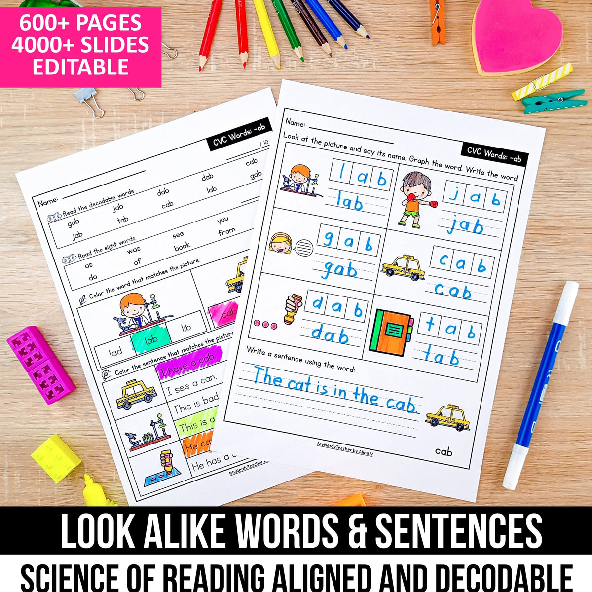 Decodable Look Alike Words and Sentences MEGA BUNDLE (Editable) - K ...