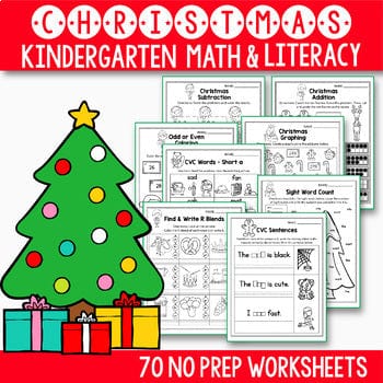 Christmas Math and Literacy BUNDLE, Christmas Activities For Kindergar ...