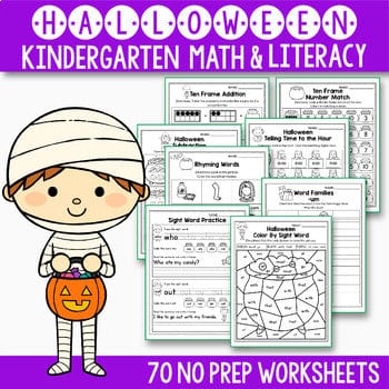 Halloween Math and Literacy BUNDLE, Halloween Activities For Kindergar ...