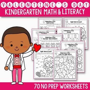 Valentine's Day Math and Literacy BUNDLE Valentine's Day Activities Ki ...
