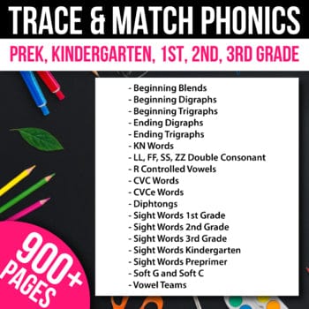 Phonics Read Trace Match: CVC, CVCe, Blends, Digraphs, Sight Words – My ...
