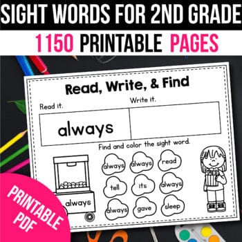 2nd Grade Sight Word Practice Books Worksheets Morning Work 1150 pages ...