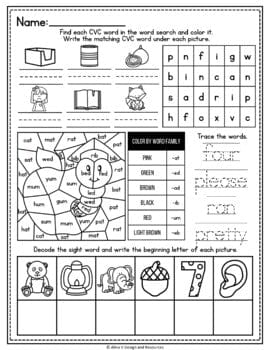 Kindergarten Morning Work September 1st Grade MW3 – My Nerdy Teacher