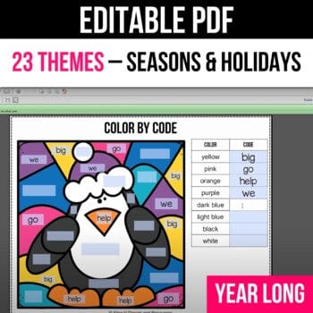 Editable Color by Code & Color by Number Sense - Year Long Bundle – My ...