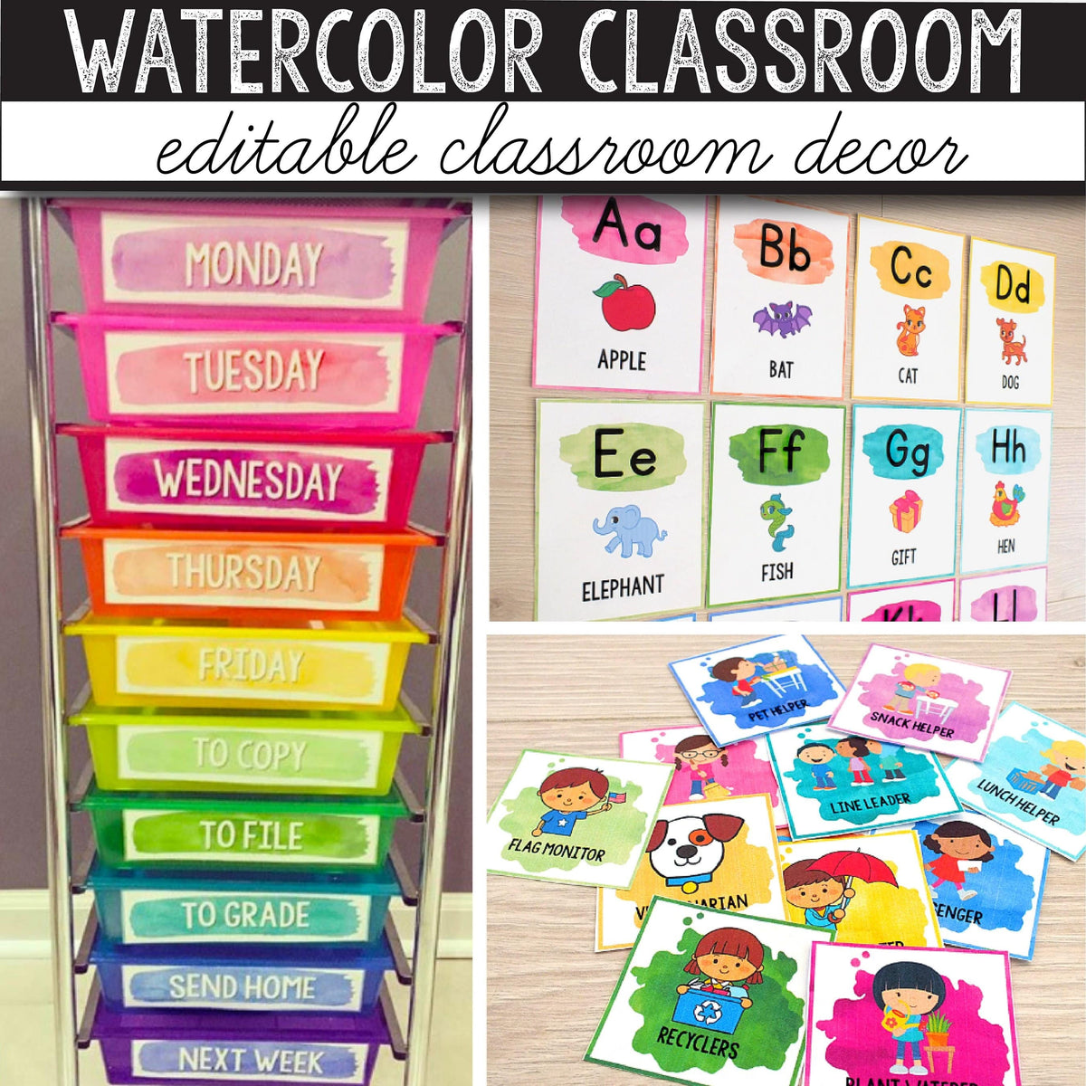 Watercolor Classroom Decor Bundle INSTANT DOWNLOAD – My Nerdy Teacher
