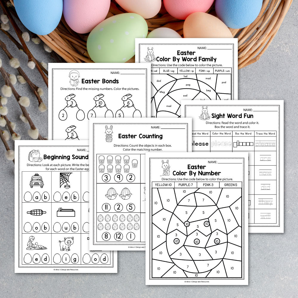 FREE Easter Math & Literacy Worksheets For Kindergarten – My Nerdy Teacher