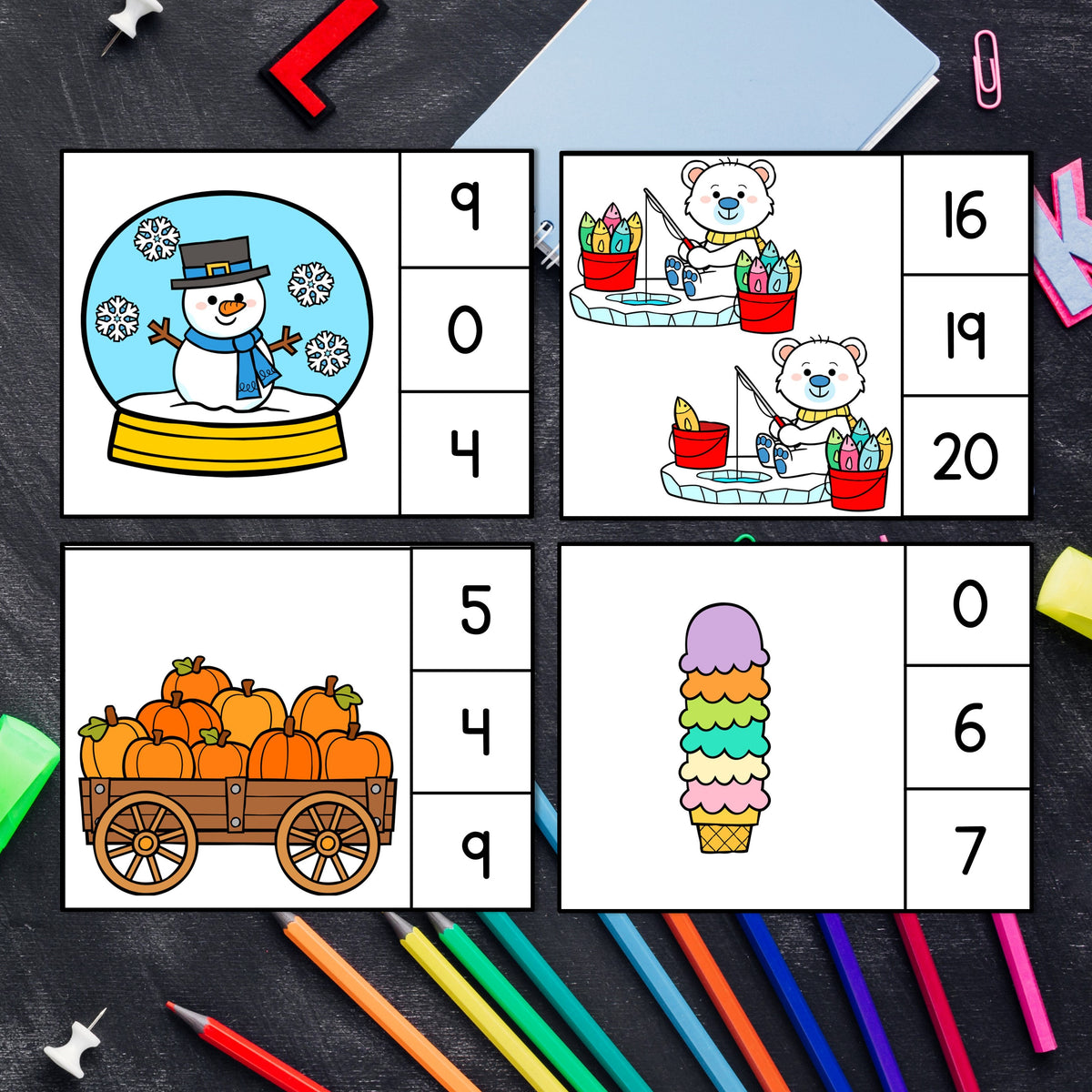 Free Printable Count and Clip Cards - Year Long Bundle {145 pages} – My ...