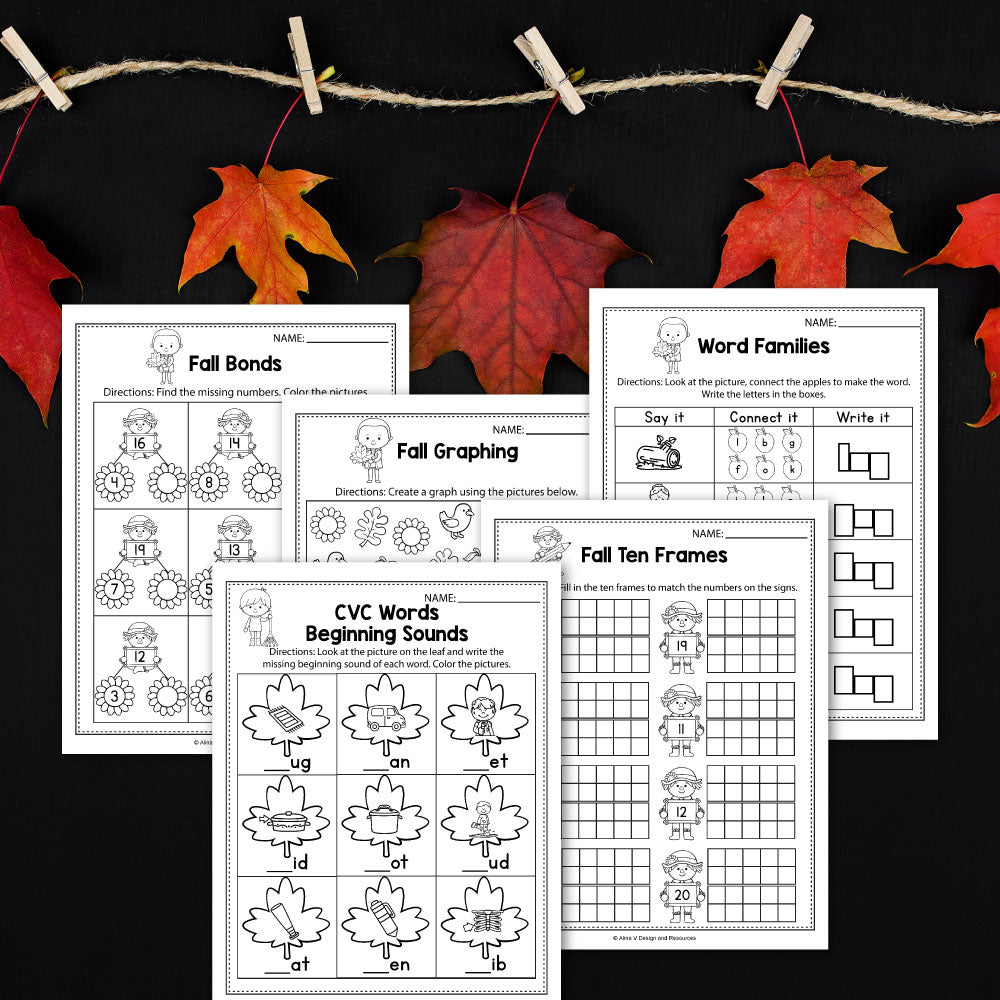 FREE Fall Worksheets For Kindergarten – My Nerdy Teacher