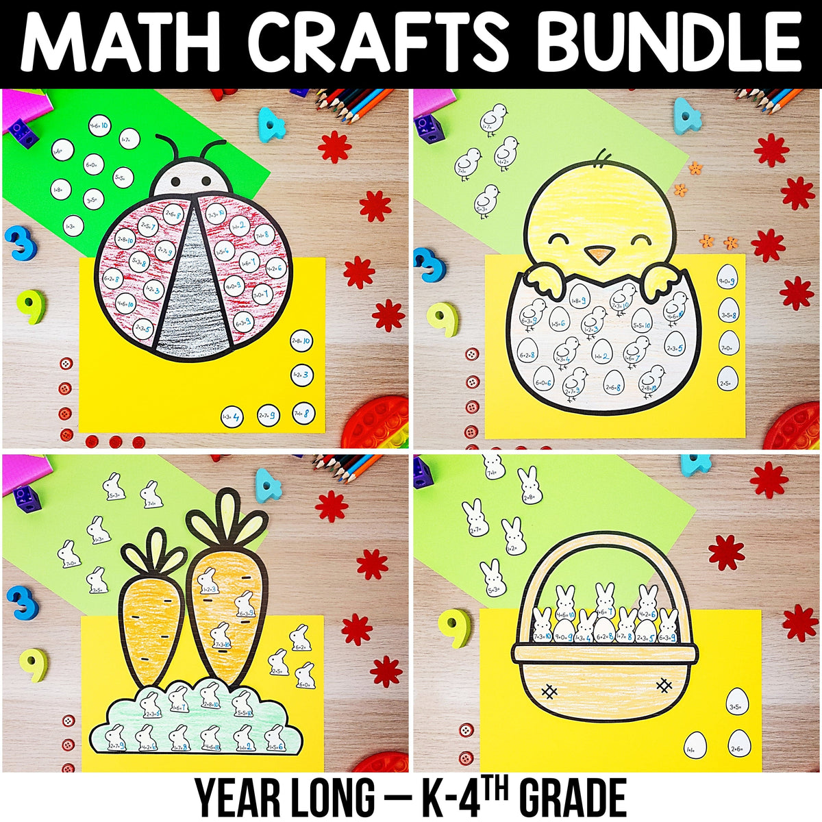 Math Crafts YEAR-LONG MEGA BUNDLE K-4th Grade – My Nerdy Teacher